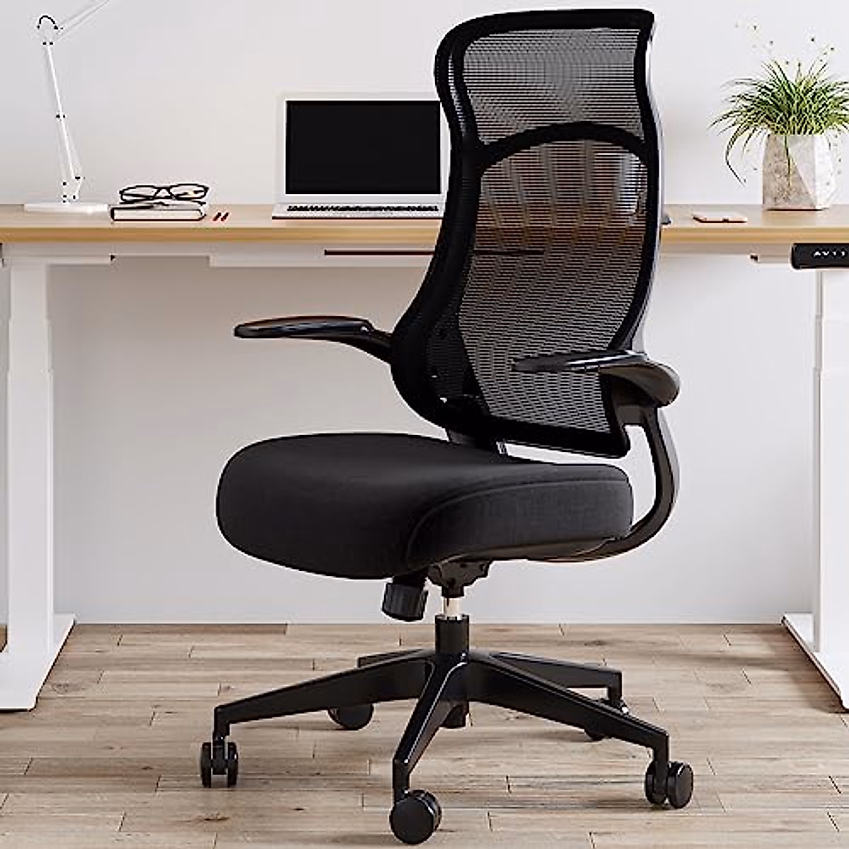 FLEXISPOT OC2 Comfy Office Chair Ergonomic Back Support Home Office Desk Chairs Comfortable Computer Chair with Flip-up Arm Rest Comfy Chair for Living Room/Bedroom/Study(Black)