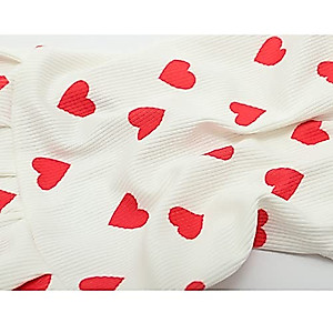 Dog Ruffle Dress Double-Deck Tutu Outfit Skirt with Red Heart Pattern for Small Medium Girl Dogs Christmas Holiday Party (White, S)