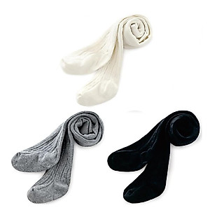 HLJgift 3 Pairs Baby Girls Boys Cotton Pants Tights Panties Stockings Leggings (4T/6T, black&white&grey)