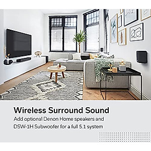 Denon Home Sound Bar 550 - Compact 3D Surround Sound, Dolby Atmos & DTS:X, Built-in HEOS, Amazon Alexa, Seamless Integration with Denon Home 150, 250, 350 Wireless Speakers for Multi-Room Audio, Black