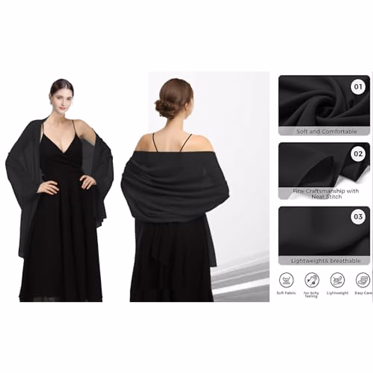 Baoqiya Women's Scarf Shawls and Wraps for Evening Dress Chiffon Shawl Soft Elegant Silky Pashmina Wedding Bridal Scarves(Champagne, 79"×29")