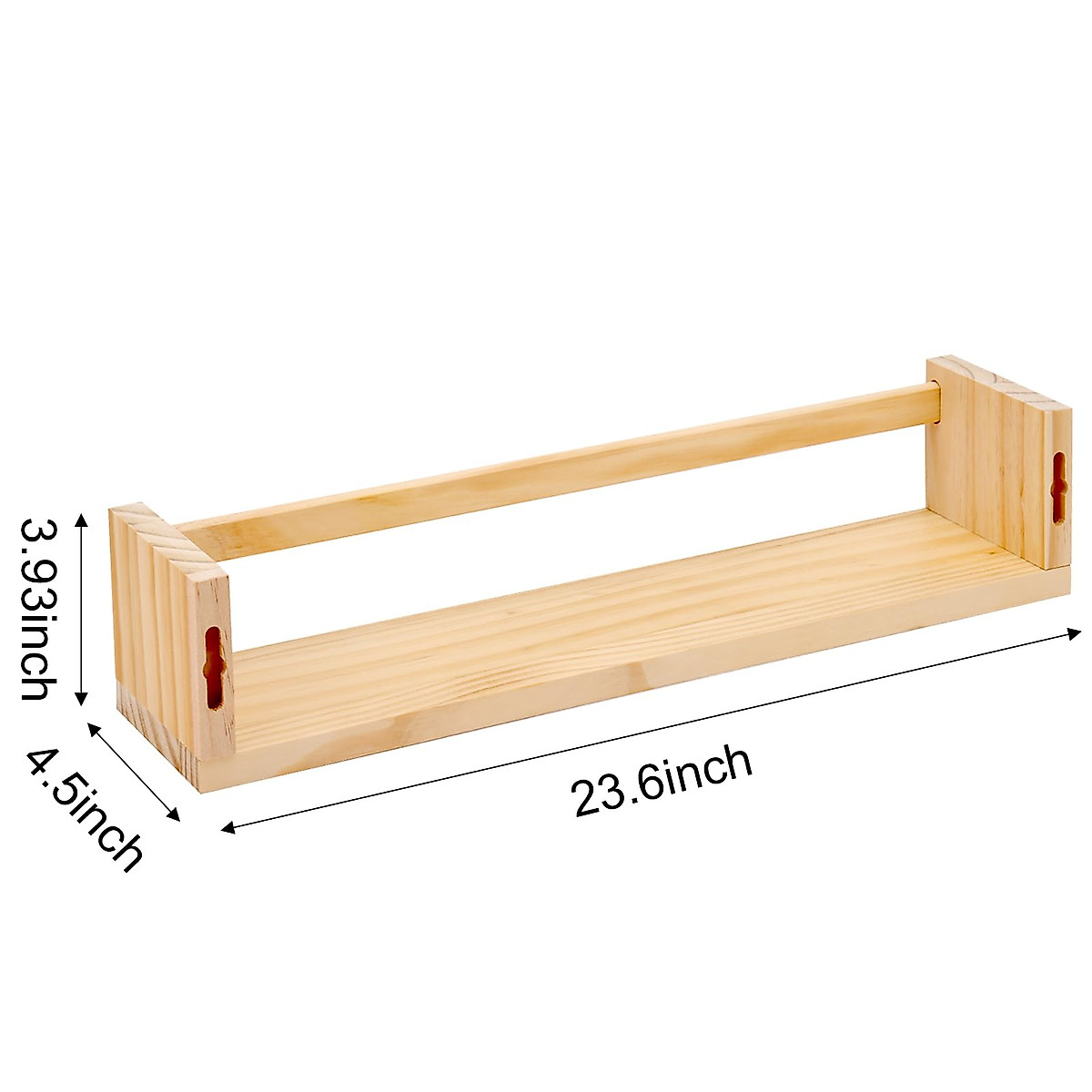 Fixwal Nursery Book Shelves, 23.6 Inch Floating Bookshelves for Wall Set of 3, Baby Nursery Decor, Solid Wood Wall Mounted Shelves for Books, Toys and Decor Storage (Natural Wood)