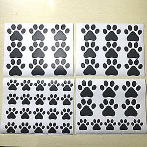 49 Pieces/Set Dog Paws Wall Decals Vinyl Pawprints Sticker Animal Footprint Wall Art Decoration for Kids Boy Girl Baby Nursery Bedroom Living Room Animal Tracks Decor YMX21 (Black)