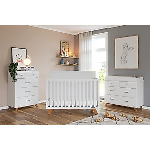 Child Craft SOHO 3 Drawer Dresser with Changing Topper for Nursery or Bedroom, Plenty of Storage, Anti-Tip Kit Included to Prevent Tipping, Non-Toxic, Baby Safe Finish (White/Natural)