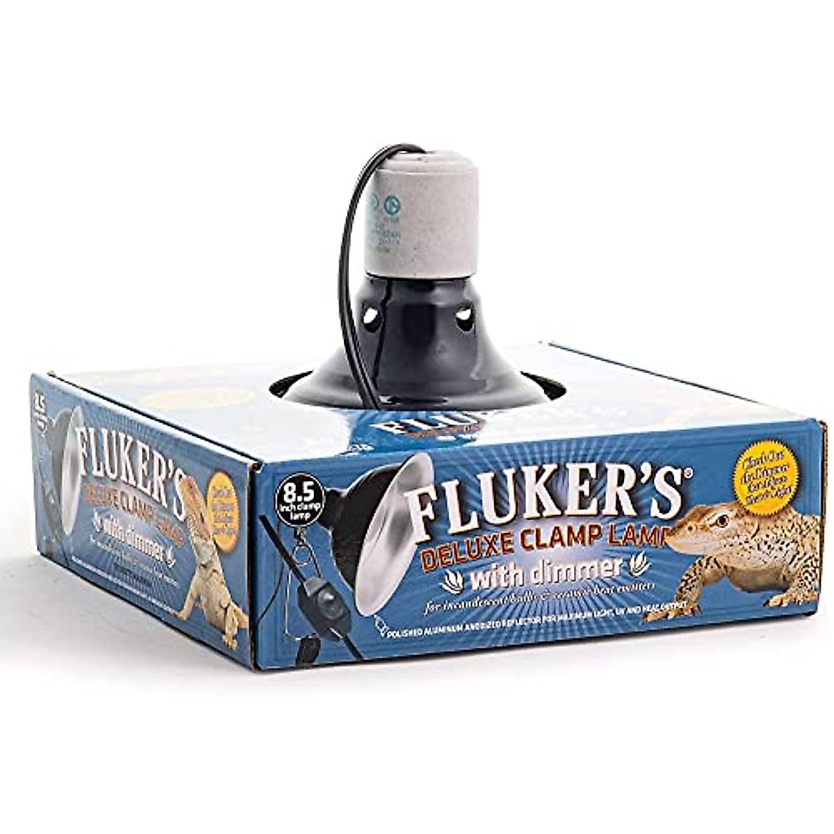 Fluker's Repta-Clamp Lamp Ceramic with Dimmable Switch 8.5in - Includes Attached DBDPet Pro-Tip Guide
