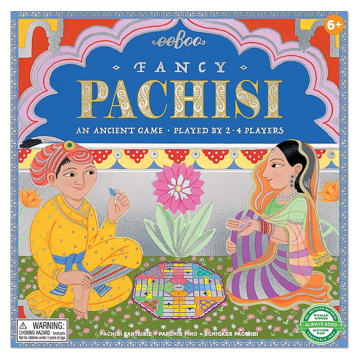 eeBoo: Fancy Pachisi Board Game, Develops Counting and Patience Skills for Children, an Ancient Game, for 2 to 4 Players, Perfect for Ages 6 and up