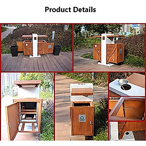 Trash can Metal Trash Can Removable Inner Bucket Decoration Waste Bin Park Restaurant Garden Outdoor Ashtray Big Rubbish Bin Trash Bin