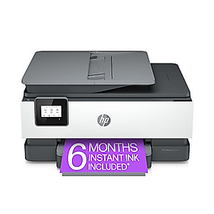 HP OfficeJet 8015e Wireless Color All-in-One Printer with 6 Months Free Ink with HP+(228F5A), White