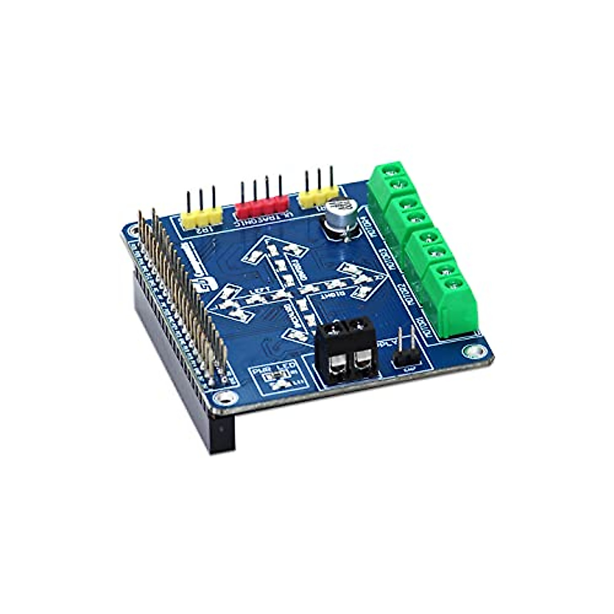 SB New Motorshield for Raspberry Pi 3,2,1 and Zero This Expansion Board can Control up to 4 Motors or 2 Stepper Motor, 2 IR sensors and a Single ultrasonic Sensor.