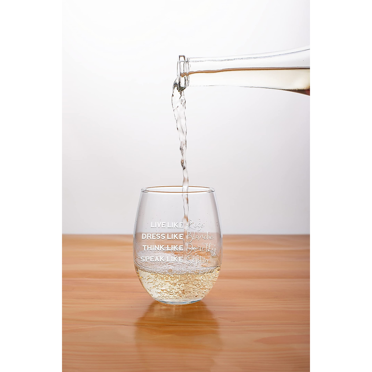 Golden Girls Wine Glasses - The Golden Girls Gifts for Women | Golden Girls Merchandise - Live Like Rose Dress Like Blanche Think Like Dorothy Speak Like Sophia | Birthday Girl Wine Glass