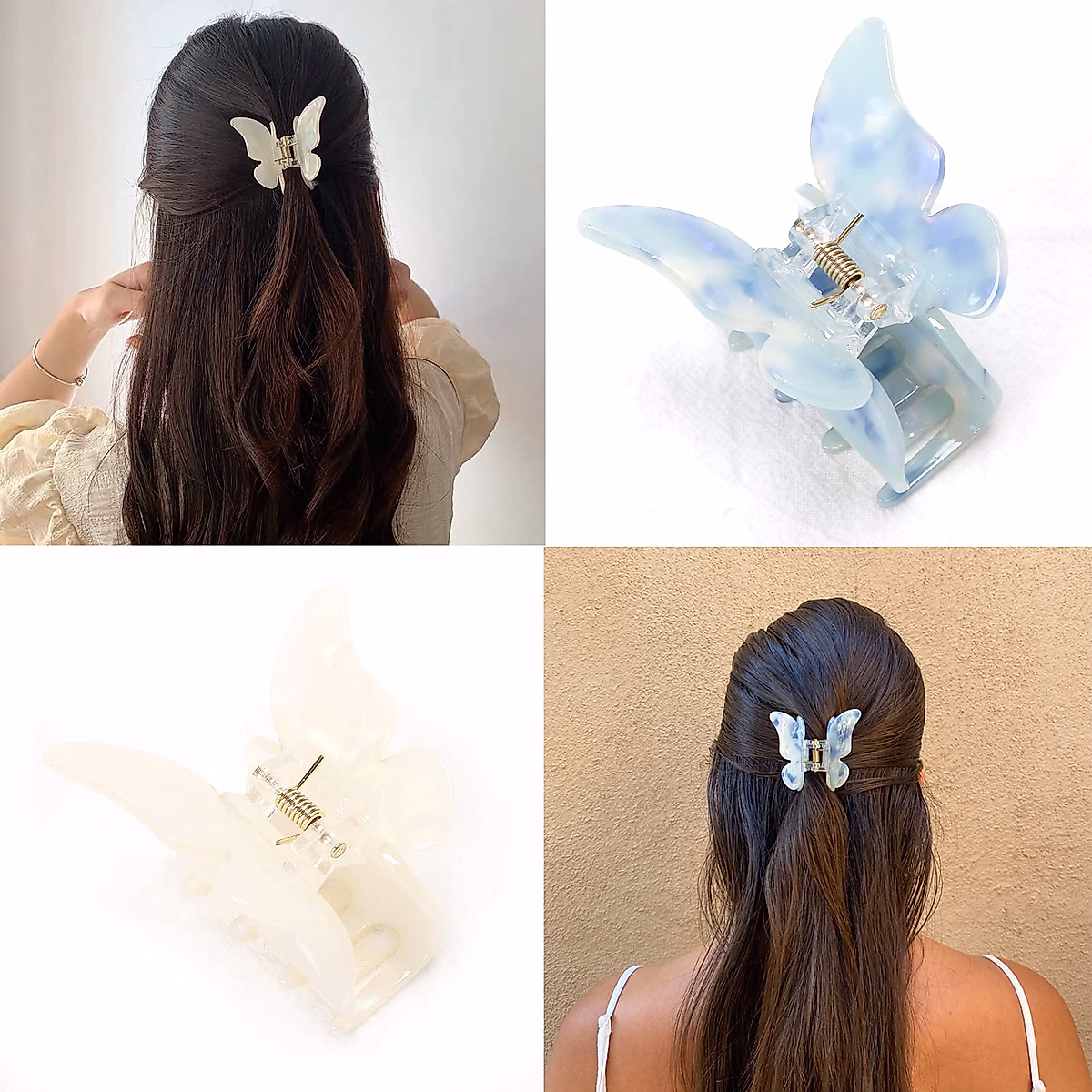 NAISIER Hair Claw Butterfly Tortoise Shell Jaw Clips 2.3 inch Beautiful Hair Accessories for Girls and Women. (Mixed color, 6 pack)