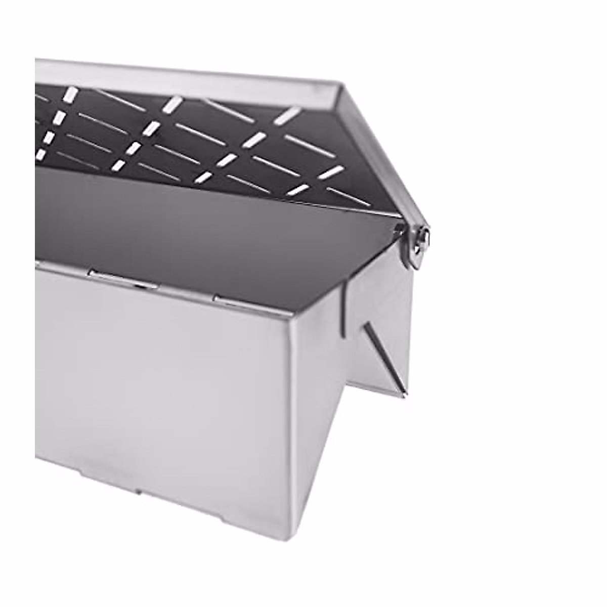 Smoker Box V-shape Stainless Steel BBQ Smoke Box for Charcoal & Propane Gas Grill，For Delicious Smoked Grill Accessories (V-moker Box)
