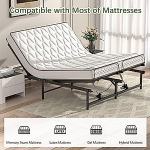 JAXPETY Adjustable Bed Frame Queen Size Electric Adjustable Bed Base with Head and Foot Incline Low-Noise Motor and Remote Control, Electric Bed Frame Fit for Most Mattress, Black