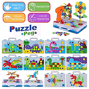 Creativity Tool Box with Drill Screwdriver Toy Set, STEM Building Toys for Kids 3+ Year Old, Creative Building Blocks Pegboard Kits for Boys & Girls 3 4 5 6 7 8 Year Old