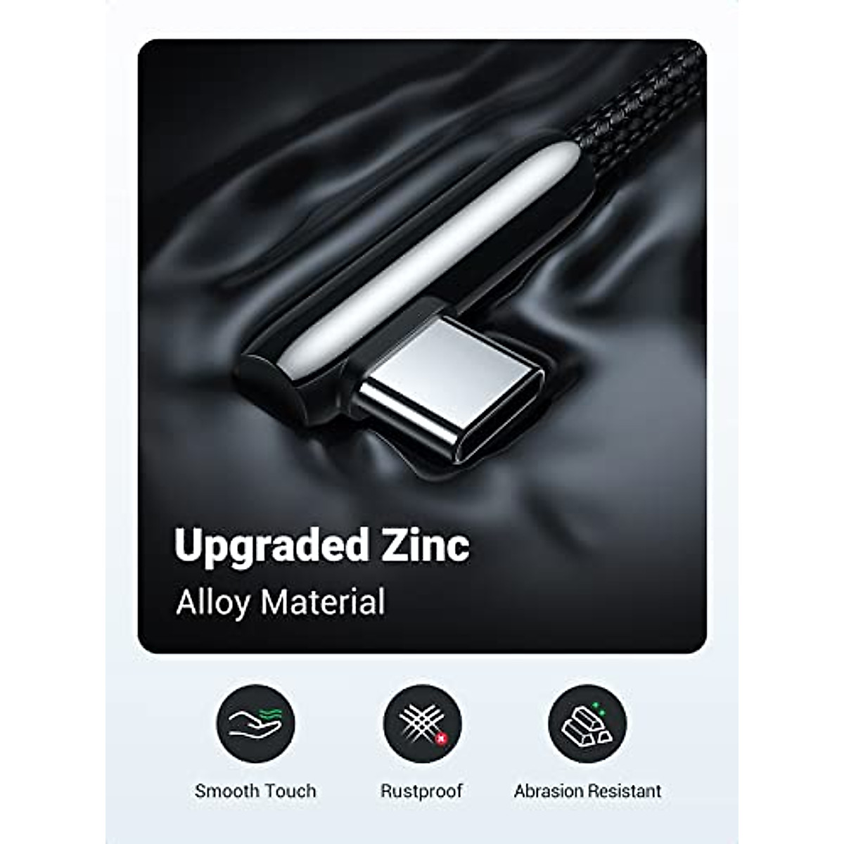 UGREEN USB C Cable Right Angle USB A to USB C Cable Braided Cord Compatible with iPad Pro, Air, Pixel, Galaxy S10 S10+ A13, Honor Note 20, LG V60/50, etc.3.3FT