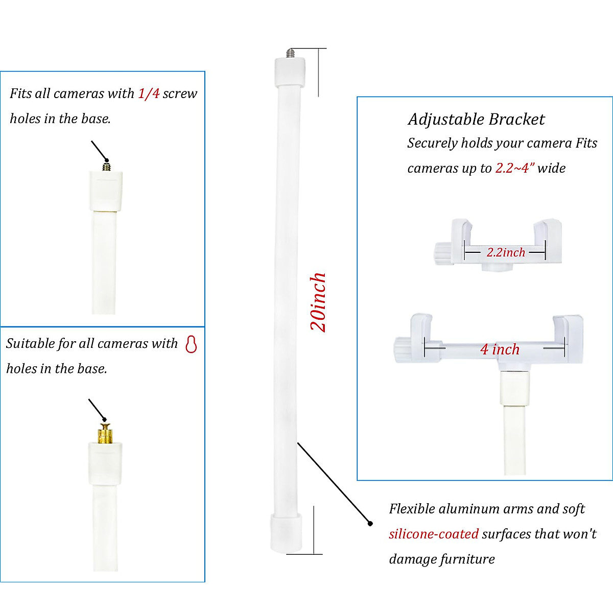 GUCHO Baby Monitor Mount for Crib, Universal Baby Monitor Holder Compatible for Infant Optics, Crib Camera Mount Stand with Clip