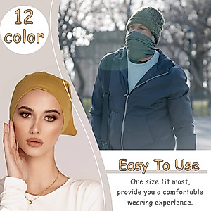 Under Hijab Hat Cap Stretch Solid Color Muslim Under Scarf Bonnet Jersey Cap Head Wrap Tube Hat Opens on 2 Ends Neck Cover