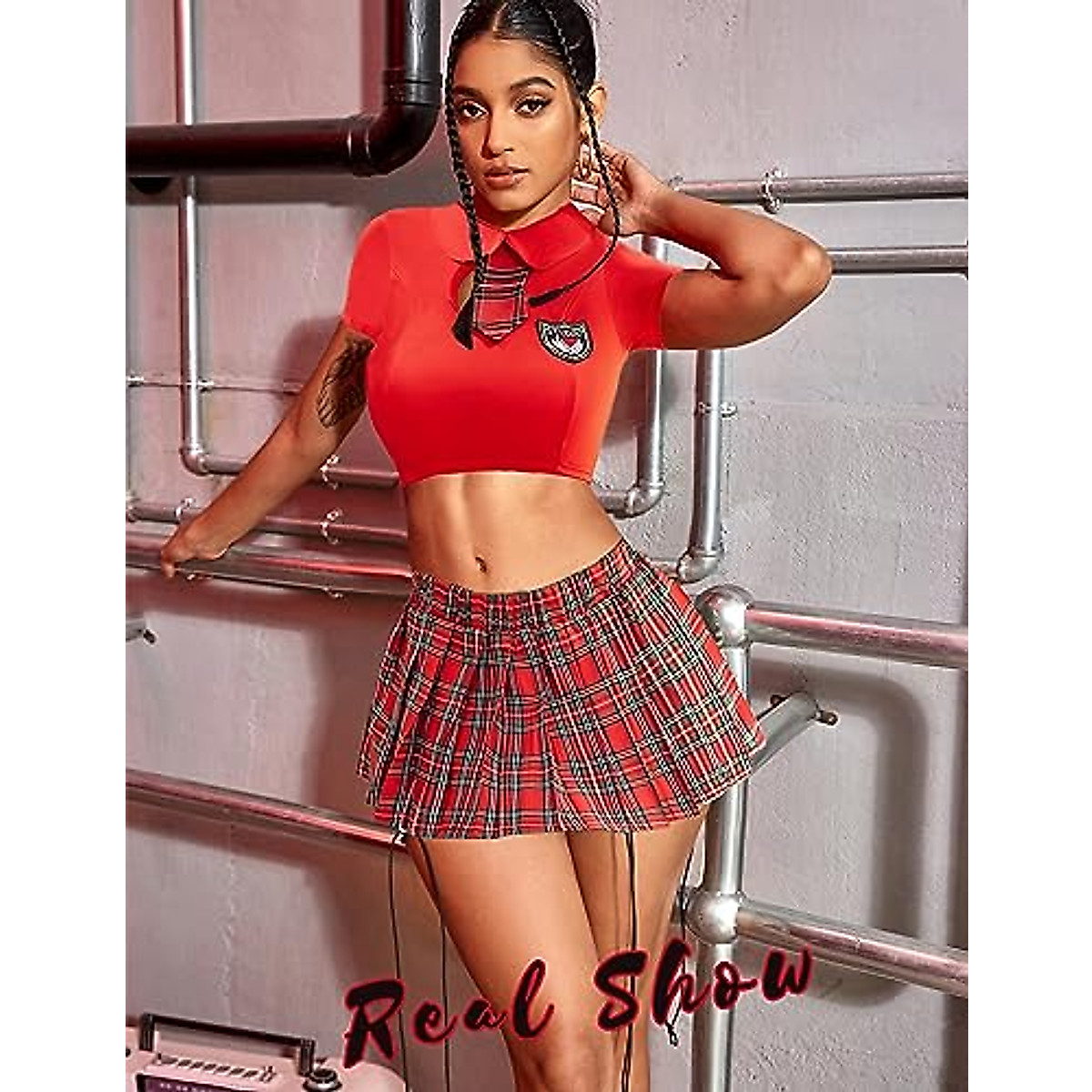 Avidlove Lingerie for Women Sexy Lingerie Set 2 Piece Costume (Red XL)