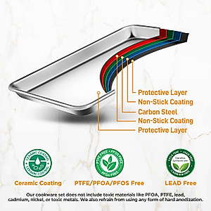 Nutrichef Non Stick Baking Sheets, Cookie Pan Aluminum Bakeware with Cooling Rack, Professional Quality Kitchen Cooking Non-Stick Bake Trays with Silver Coating Inside and Outside, 1 Pair of Pans