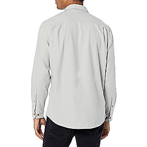 Amazon Essentials Men's Long-Sleeve Flannel Shirt, Regular-Fit, Two Pockets, Light Grey Heather, X-Large