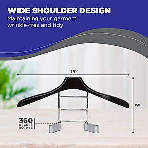 GLAM Wooden car Hanger - Shirt, Suit, Jacket, Coat Hanger for Car Seat Headrest - Premium Solid Wood & Metal - Black