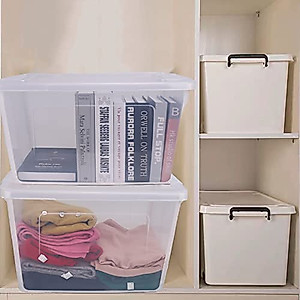 123 Quart Large Plastic Storage Bins Waterproof, Utility Tote Organizing Container Box with Buckle Down Lid, Collapsible Clear Storage Box, for Toys Clothes and Bedding, 1 pack, Transparent