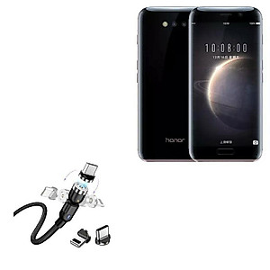 BoxWave Cable Compatible with Honor Magic - MagnetoSnap AllCharge Cable, Magnet Charging Cable USB Type-C Micro USB for Honor Magic - Jet Black