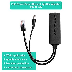 GeeekPi Gigabit PoE Splitter, 48V to 12V Ethernet Adapter,IEEE 802.3af Compliant 10/100/1000Mbps PoE Splitter for IP Camera,Wireless Access Point and VoIP Phone
