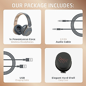 PowerLocus Bluetooth Headphones Over Ear, 40H Playtime with 4 EQ Modes, Wireless Headphones with Microphone, Hi-Fi Stereo Foldable Headset, FM Radio, Micro SD/TF, Deep Bass for Travel/PC/Cell Phones