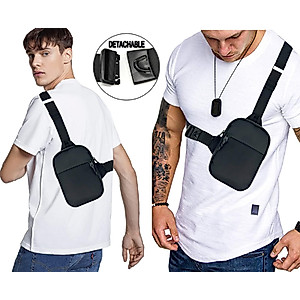 LKEX Mini Sling Bag Men Small Crossbody Bag Women Fanny Packs Casual Personal Pocket Bag Backpack Phone Chest Bag (Black-Mini（L*w*h=13 * 3 * 19cm）)