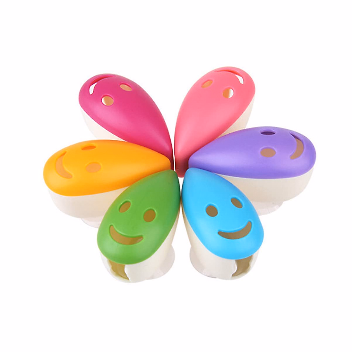Beavorty Smile Face Toothbrush Holders Suction Cup for Houseware 4pcs (Random Color)