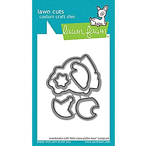 Lawn Fawn Little Snow Globe Bear, Add-On Dies & Template Stamp & Die Set Bundle with My Craft Bench Secure Storage Pocket & 80 LB Cardstock -Bundle of 6 Items