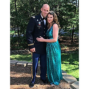 Kate Kasin Women Sleeveless Sequines Bridesmaid Dresses Empired Waist Green USA4 KK199-6