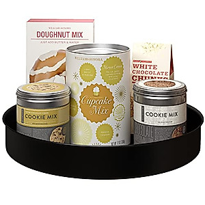 Lazy Susan Organizer 10 inch Stainless Steel Metal Turntable Rotating Spice Racks for Pantry Cabinet Cupboard Organizer Table Black