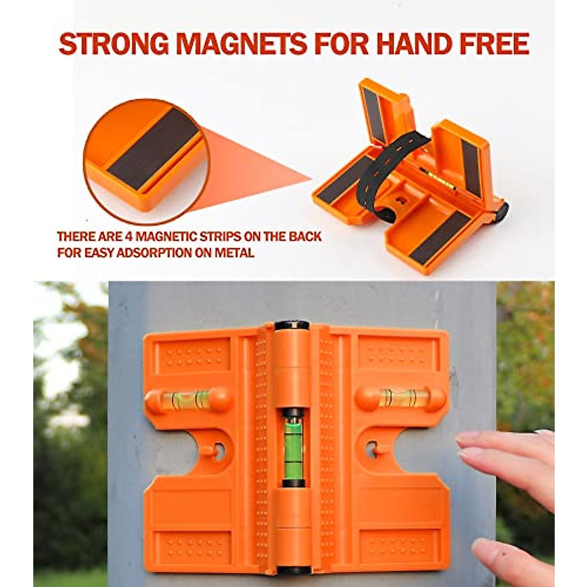RONGPRO Magnetic Post Level, Folding Magnetic Post Level with Elastic Loop for Hands-free Work