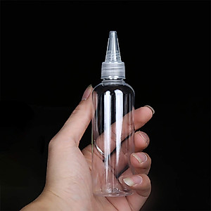 5PCS Empty Dropper Bottles Squeeze Bottles, Sharp-mouth Container with Twist Top Cap Clear Refillable Bottles, for Oil Paint Liquid Glue(100ml)