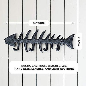 Wallcharmers Large Fish Bone Key, Leash, & Towel Holder | Nautical Home & Wall Decor