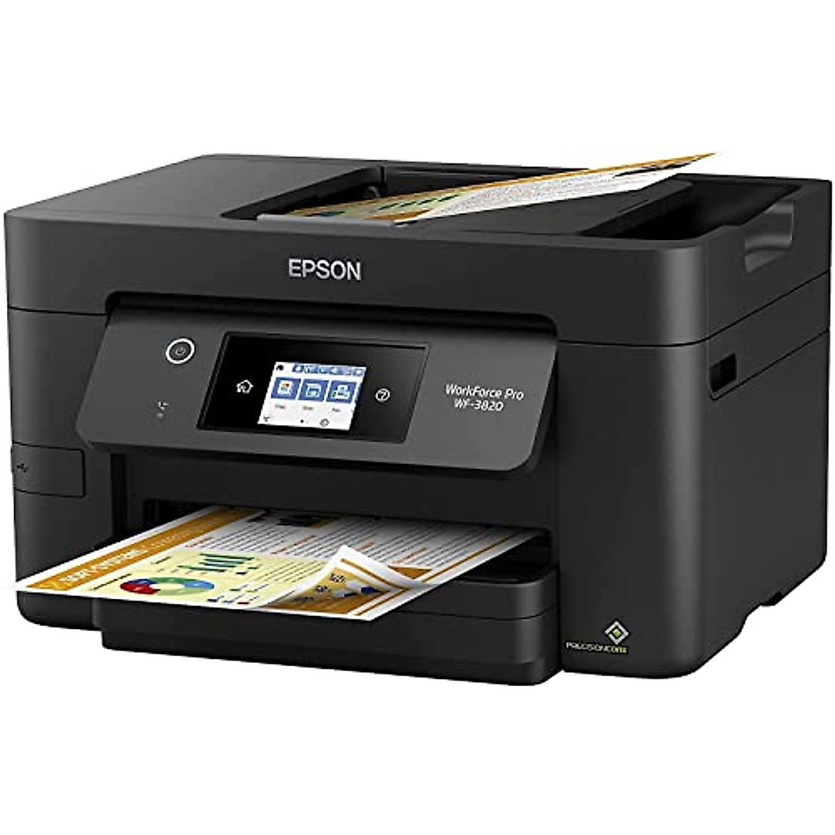 Epson Workforce Pro WF-3820 Wireless All-in-One Color Inkjet Printer, Black - Print Scan Copy Fax - 4800 x 2400 dpi, 21 ppm, 8.5 x 14, 35-Sheet ADF, Auto 2-Sided Printing, WiFi Direct, USB, Ethernet