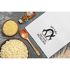 Just A Girl Who Loves Penguins Kitchen Towels Dishcloths 24"x16",Cute Cartoon Penguin Family Dish Towels Bath Towels Hand Towels,Gifts for Penguin Lovers Girls Women