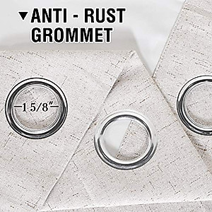 H.VERSAILTEX Linen Blackout Curtains 84 Inches Long 100% Absolutely Blackout Thermal Insulated Textured Linen Look Curtain Draperies Anti-Rust Grommet, Energy Saving with White Liner, 2 Panels, Ivory