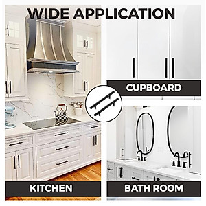 10 Pack Black Drawer Handles 7 1/2 inch Cabinet Pulls Full Length, 5inch Hole Spacing, Black Kitchen Cabinets Handles, Kitchen Drawer Pulls & Dresser Handles, Kitchen Hardware for Cabinets and Drawers