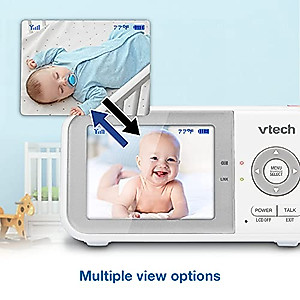 VTech VM923-2 Baby Monitor, 2.8”Screen, 1000ft Range, Pan-Tilt-Zoom, Night Vision, 2-Way Audio, Temperature Sensor, Lullabies, Secured Transmission No WiFi