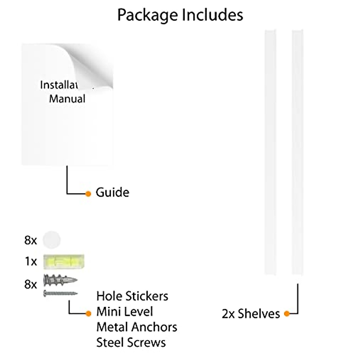 Wallniture Denver White 84" Picture Ledge Shelf for Living Room Decor, Floating Shelves for Wall Decor, Long Shelf Set of 2 for Bedroom, Hallway