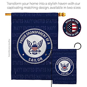 Breeze Decor Proud Grandparent Sailor Garden Flag Armed Forces Navy USN Seabee United State American Military Veteran Retire Official House Banner Small Yard Gift Double-Sided, Made in USA