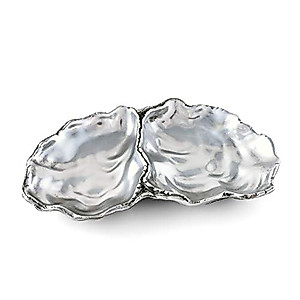Arthur Court Aluminum Oyster Vanity Tray, Desktop Storage Organizer, Catchall, Valet, Nightstand or Dresser / Serving Food Tray Coastal Décor - 6 inch x 10 inch