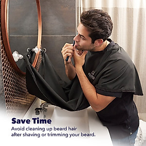 Equinox International Beard Bib Apron Beard Catcher for Shaving and Trimming, Waterproof Non-Stick Beard Apron and Beard Hair Catcher for Men - Beard Cape with 2 Suction Cups and Hook Accessories