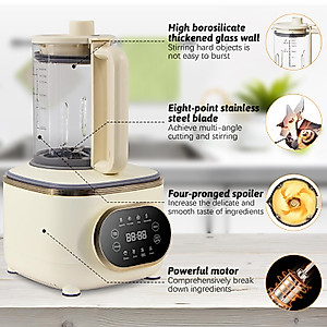 RUN.SE 8-In-1 Soymilk Maker with Low noise Soundproof Cover 50oz./1.5L Fully Automatic for Heat Soy Milk Oat Milk Soup Tea Smoothie Baby Food Self-Cleaning with Delay Start