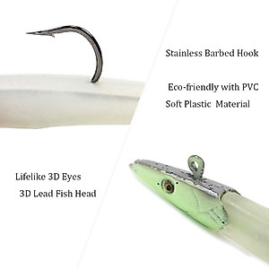 Jig Head Soft Plastic Fishing Lures with Hook Sinking Swimbaits for Saltwater and Freshwater (Pack of 10)