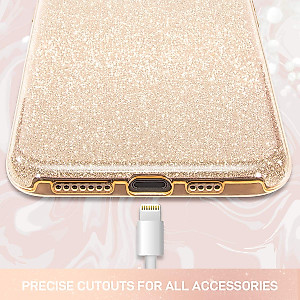 MILPROX Case Compatible for iPhone 11 Pro, Bling Sparkly Glitter Luxury Shiny Spark Shell, Protective 3 Layer Hybrid Anti-Slick Slim Soft Cover for iPhone 11 Pro 5.8 inch (2019) -Gold