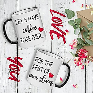 Fatbaby Lets Have Coffee Together For The Rest Of Our Lives Coffee Mug Set,Engagement Gifts for Couples,Mr and Mrs Wedding Gift for Couple,Bridal Shower Engaged Bride and Groom Couples Mugs